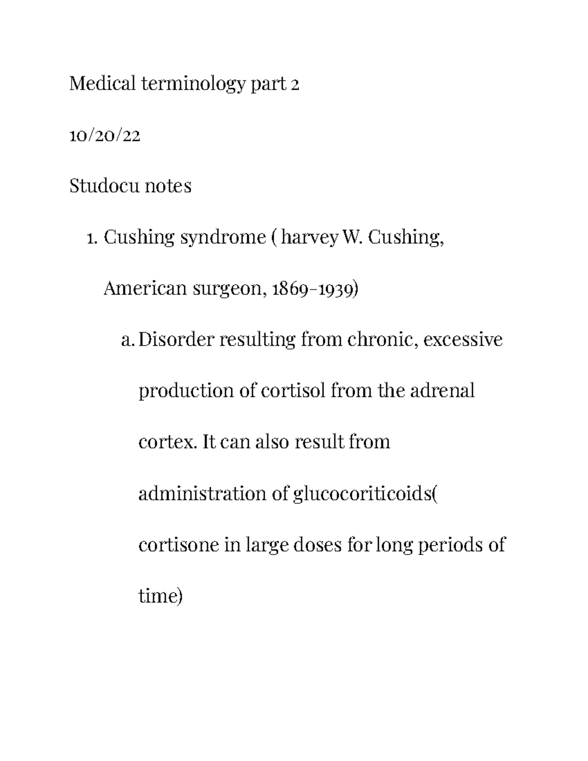 Medical terminology part 2 - Cushing syndrome ( harvey W. Cushing ...