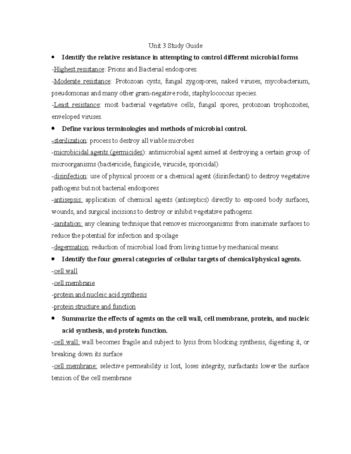 Microbiology Unit 3 Study Guide - Unit 3 Study Guide Identify the ...