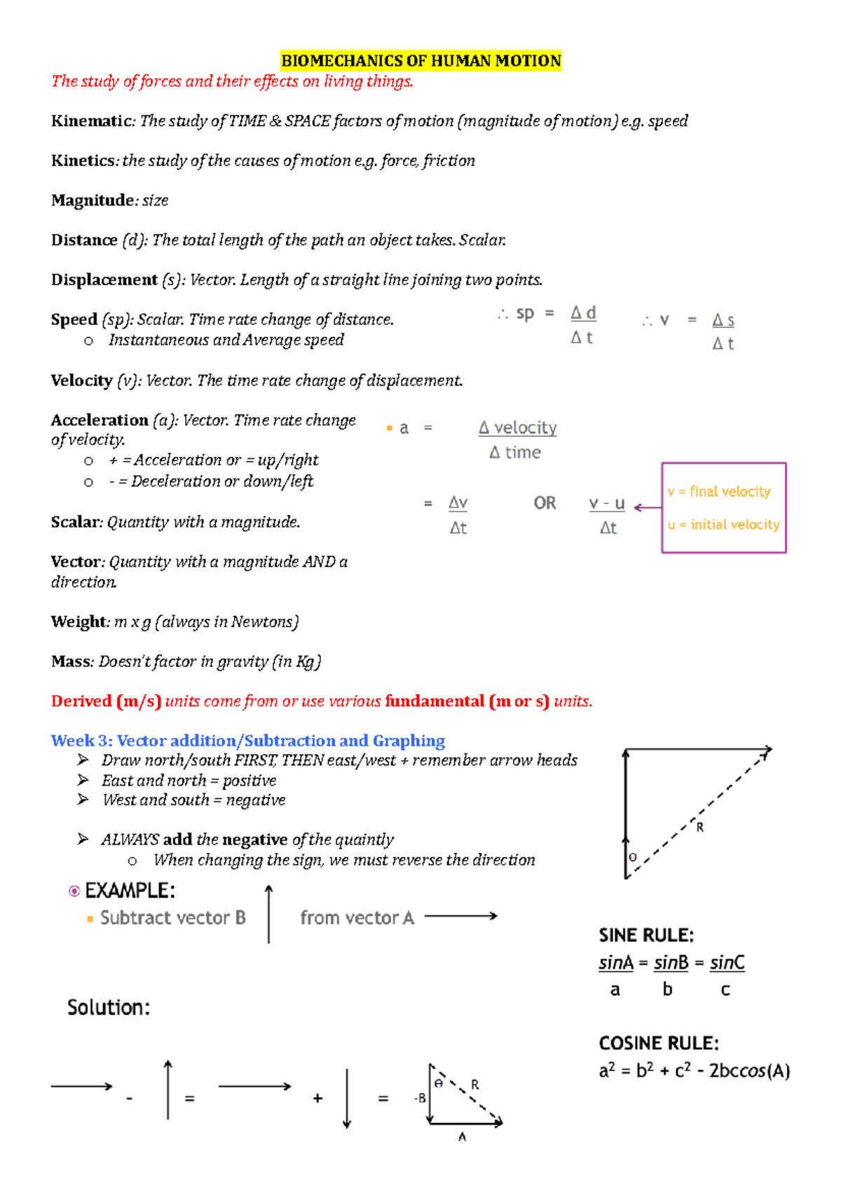 Biomechanics Notes - BIOMECHANICS OF HUMAN MOTION The study of forces ...