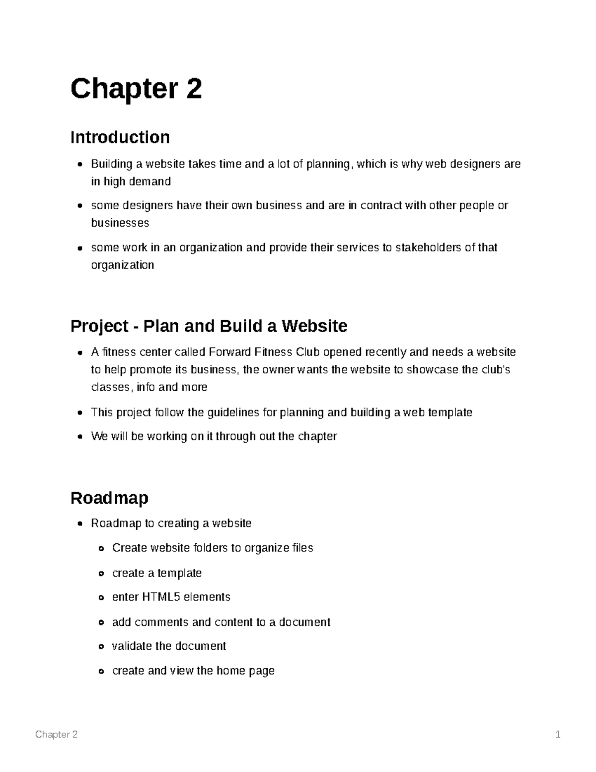 Chapter 2 - The process of web development. Goes over the different ...