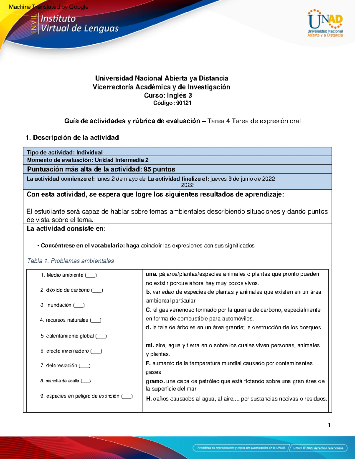 Unit 2 - Task 4 - Speaking Task - Activity Guide and Evaluation Rubric ...