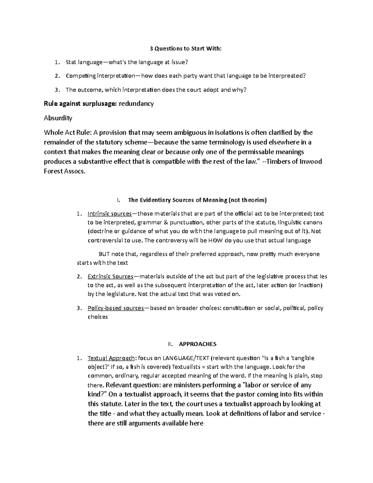 Leg Reg Outline - Lecture notes 1-35 - 3 Questions to Start With: Stat ...