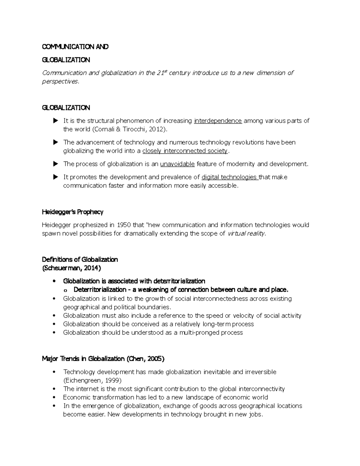 Globalization - Lecture - COMMUNICATION AND GLOBALIZATION Communication ...