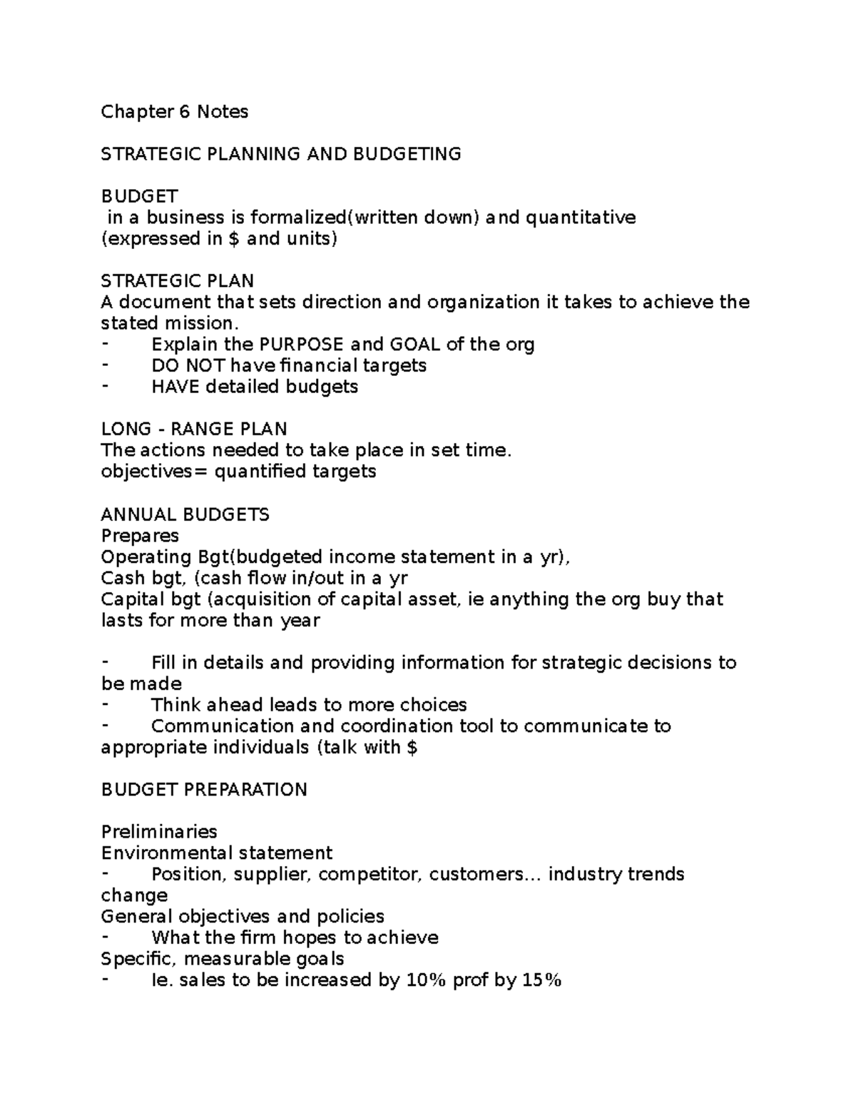 Finance and accounting for nonfinancial managers chapter 6 notes ...