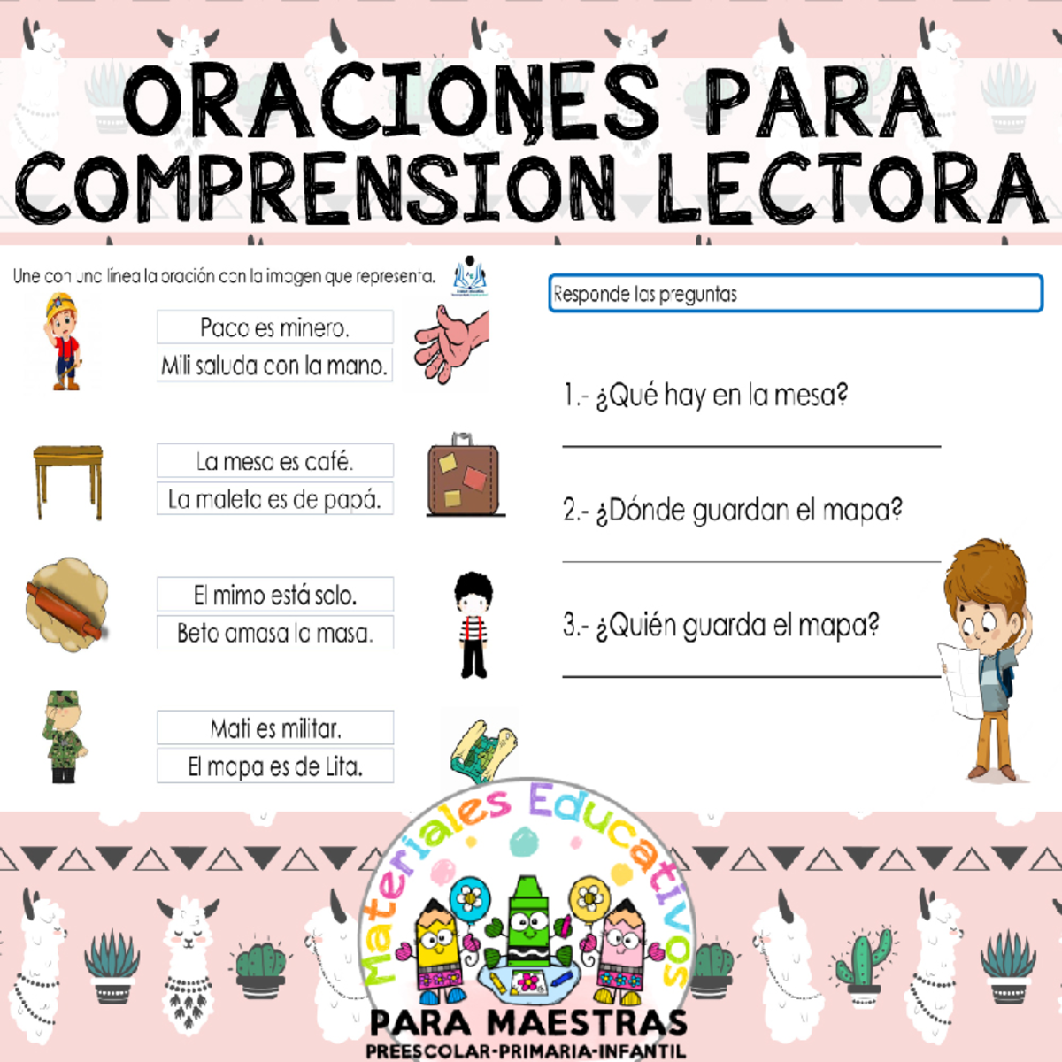 Oraciones para trabajar comprensión lectora recopilado por Materiales ...
