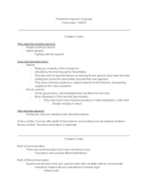 Proseminar Spanish Conquest Notes 3 - Proseminar:Spanish Conquest Class ...