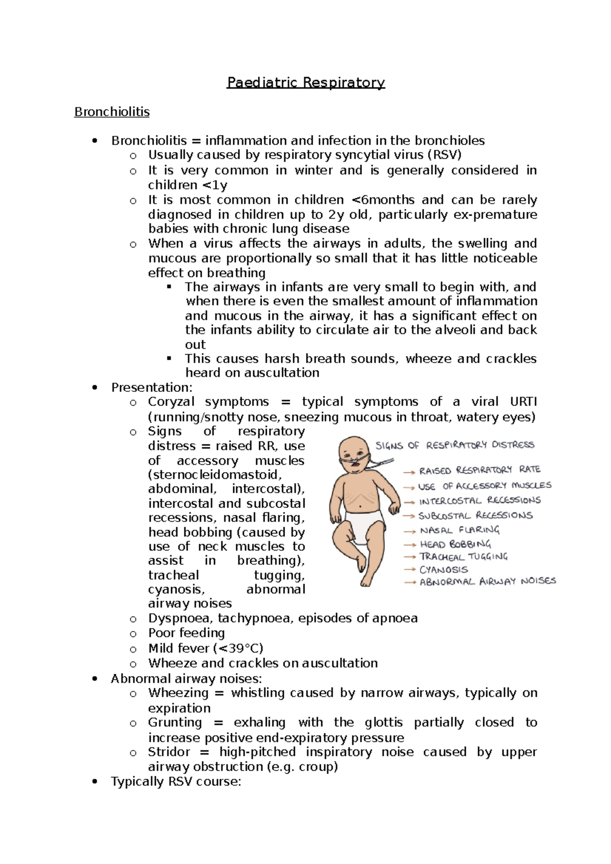 Paediatric Respiratory Revision Notes for Finals - Paediatric ...