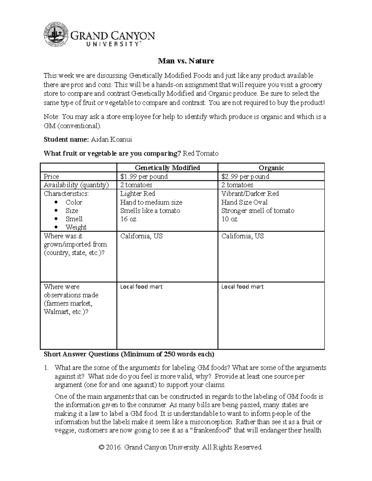 Man vs Nature - Worksheet explaining foods being sold whether they are ...