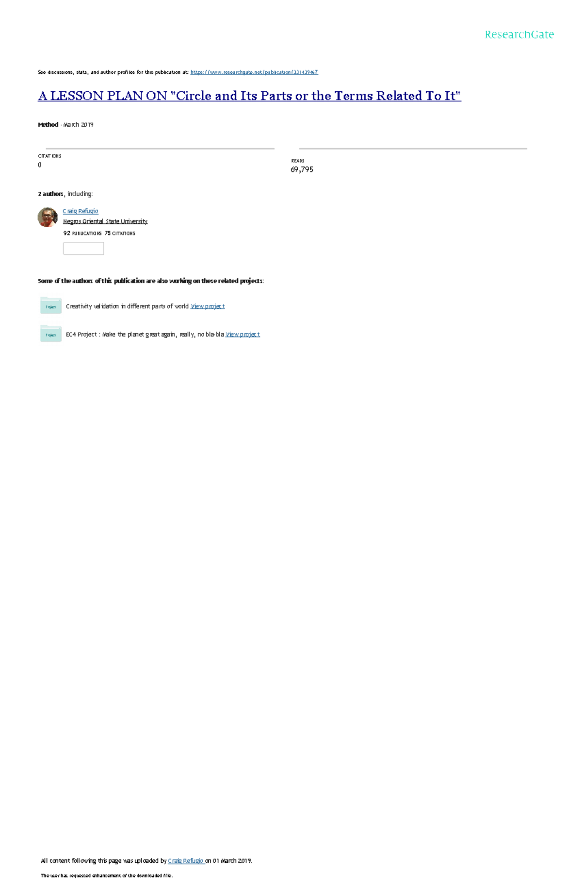 Circles lesson plan - See discussions, stats, and author profiles for ...