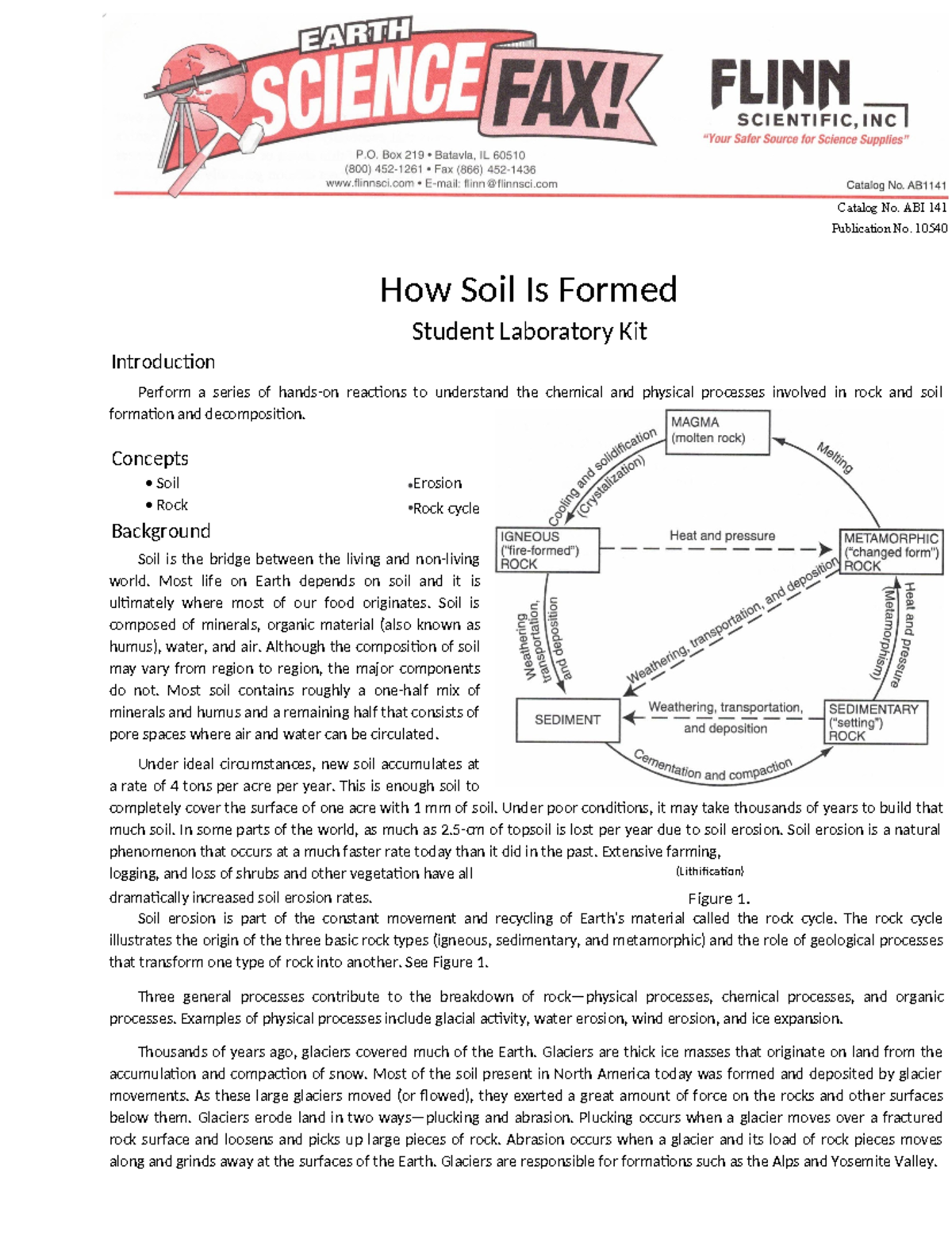 How is soil formed Lab - Yep - Catalog No. ABI 141 Publication No ...