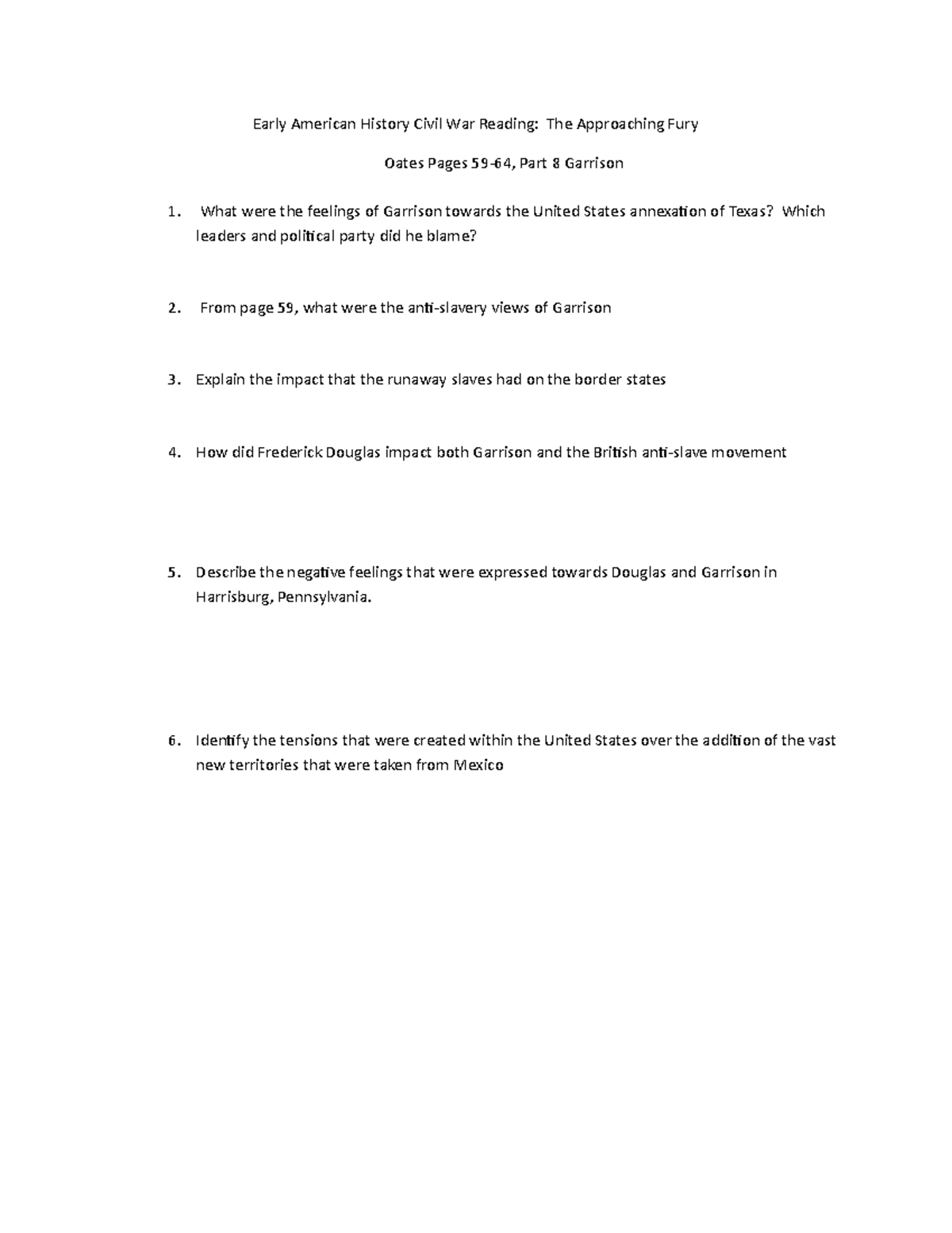 Early American History Reading Assignment pgs 69-64 - Early American ...