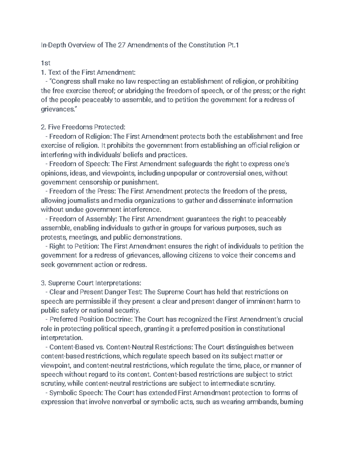 AP US History In Depth Overview of Constitution Ammendments Pt.1 Notes ...