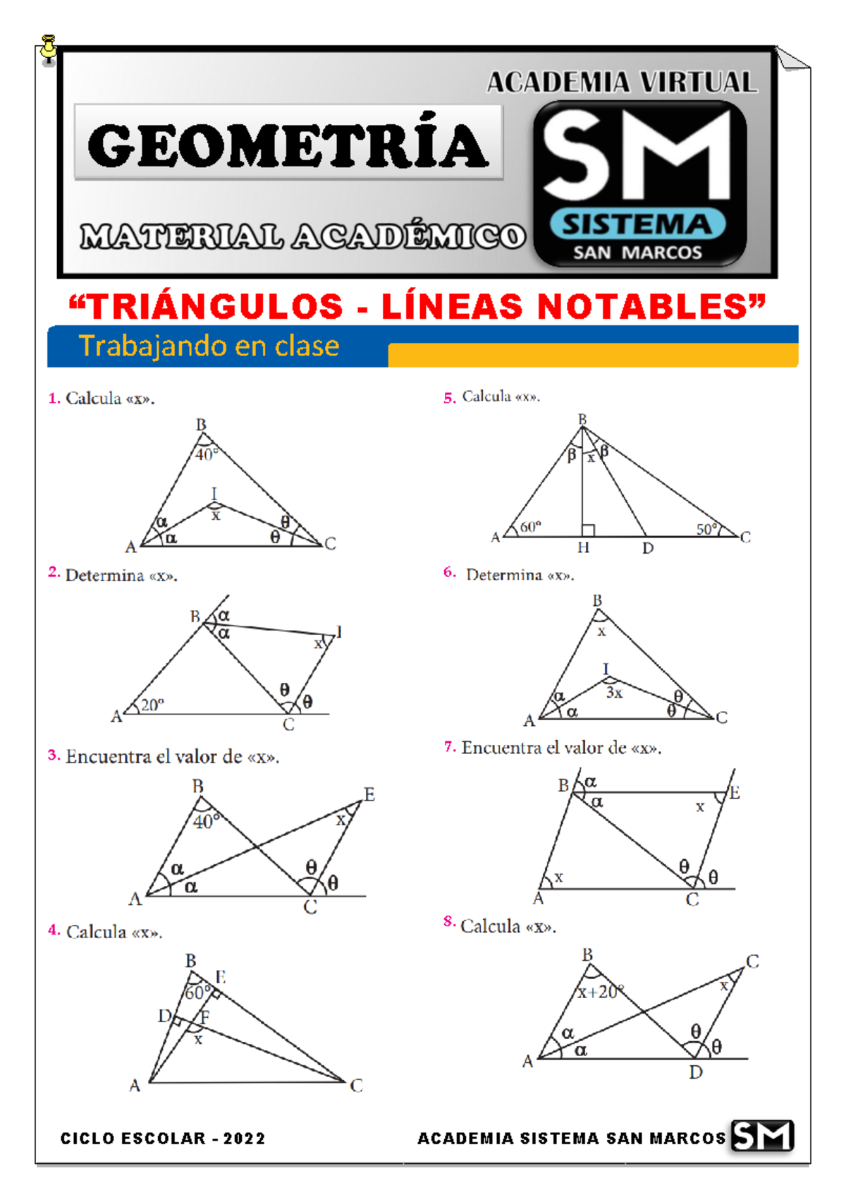 Triangulos - Líneas Notables - Advanced Mathematics 9th - CICLO ESCOLAR ...