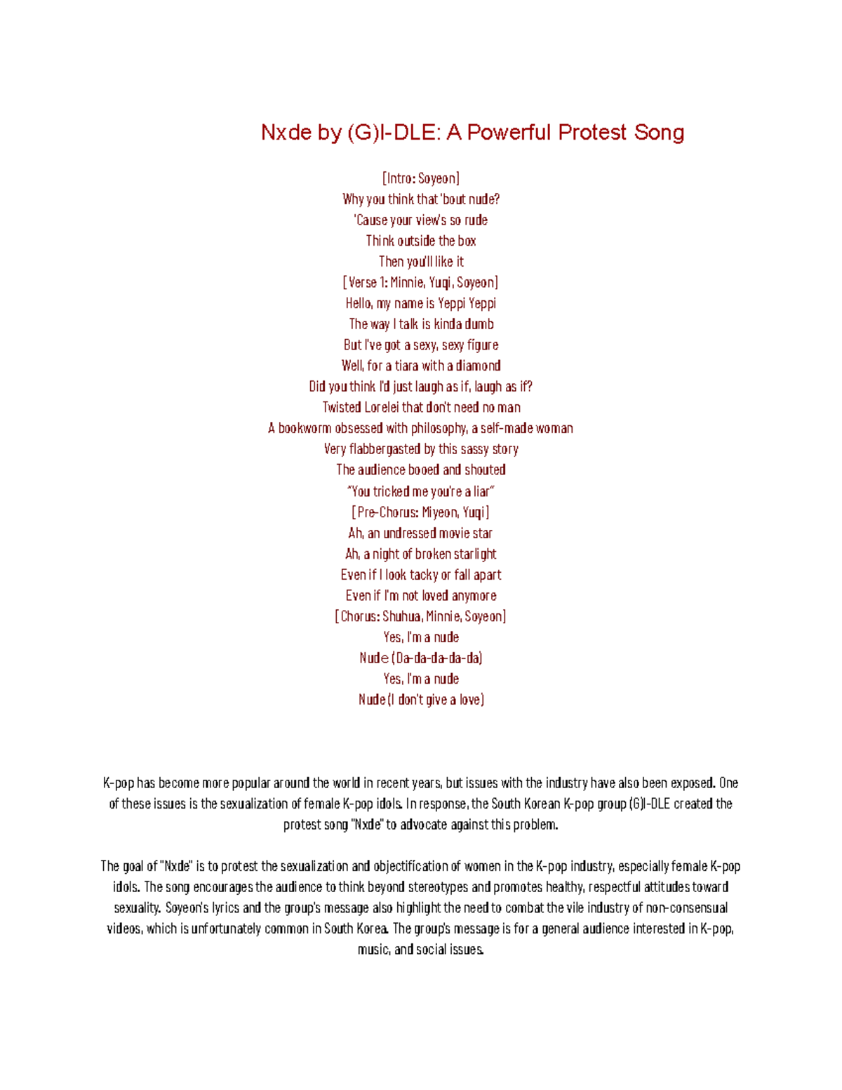 Nxde by (G)I-DLE A Powerful Protest Song 2 - Nxde by (G)I-DLE: A ...