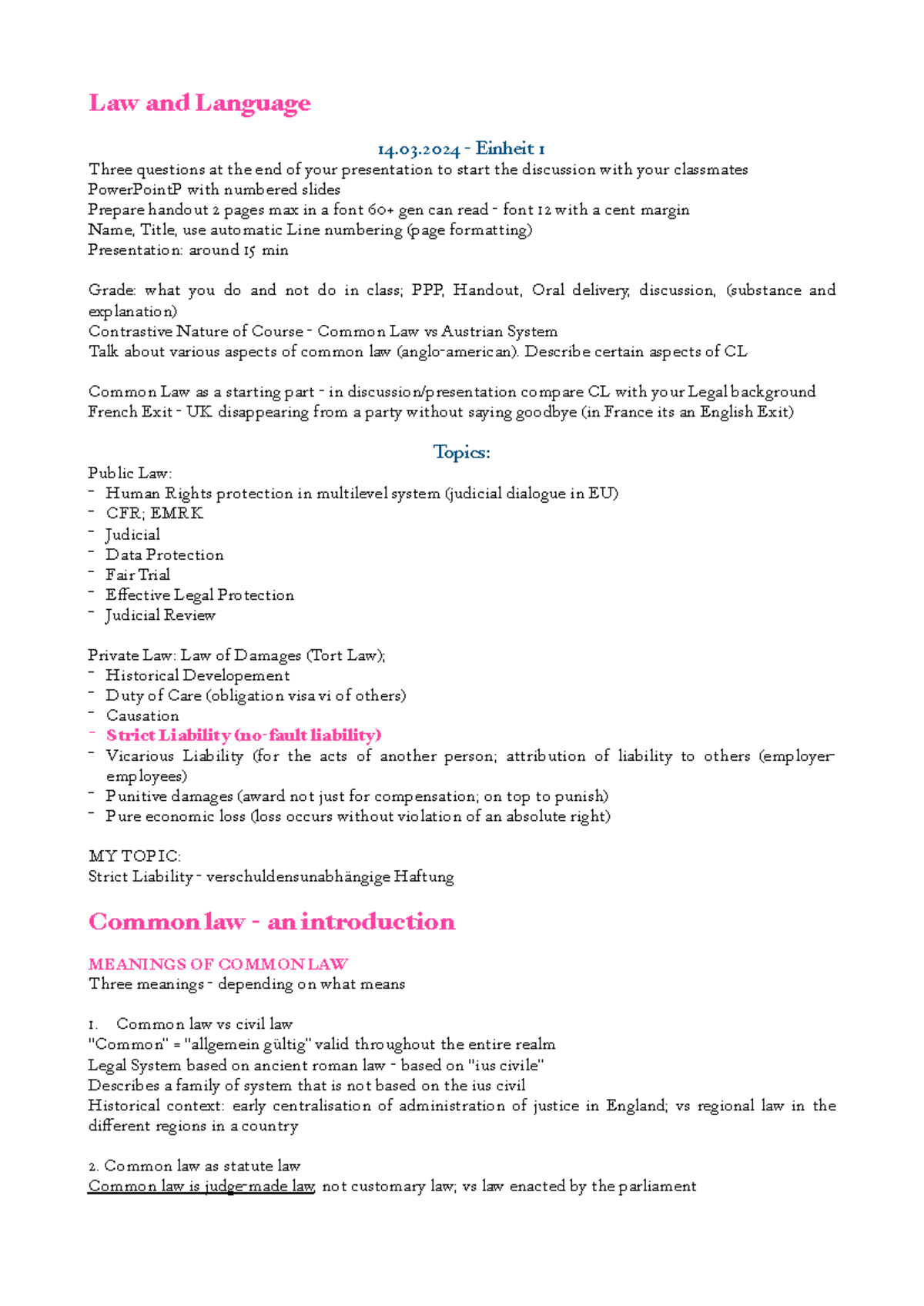 Law Language EH1 - Law and Language 14.03 - Einheit 1 Three questions ...