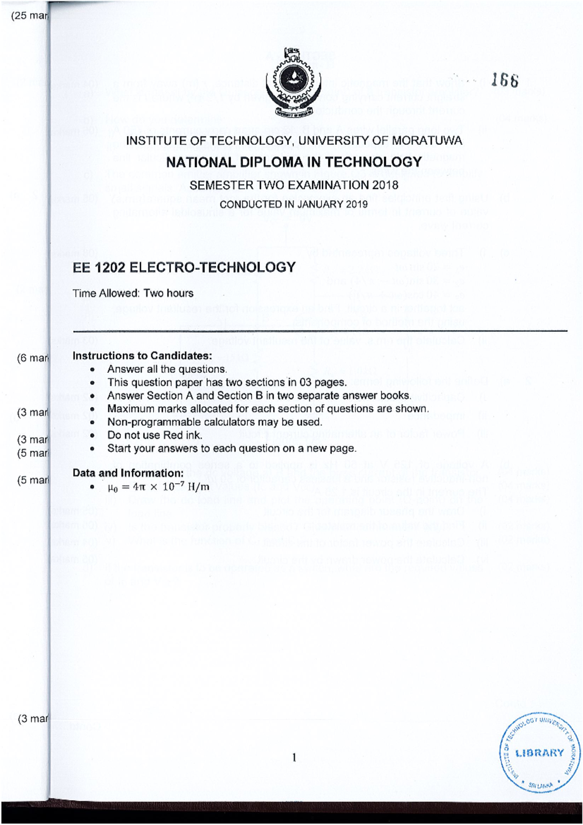 2018 - past papers - National Diploma in Technology - Studocu