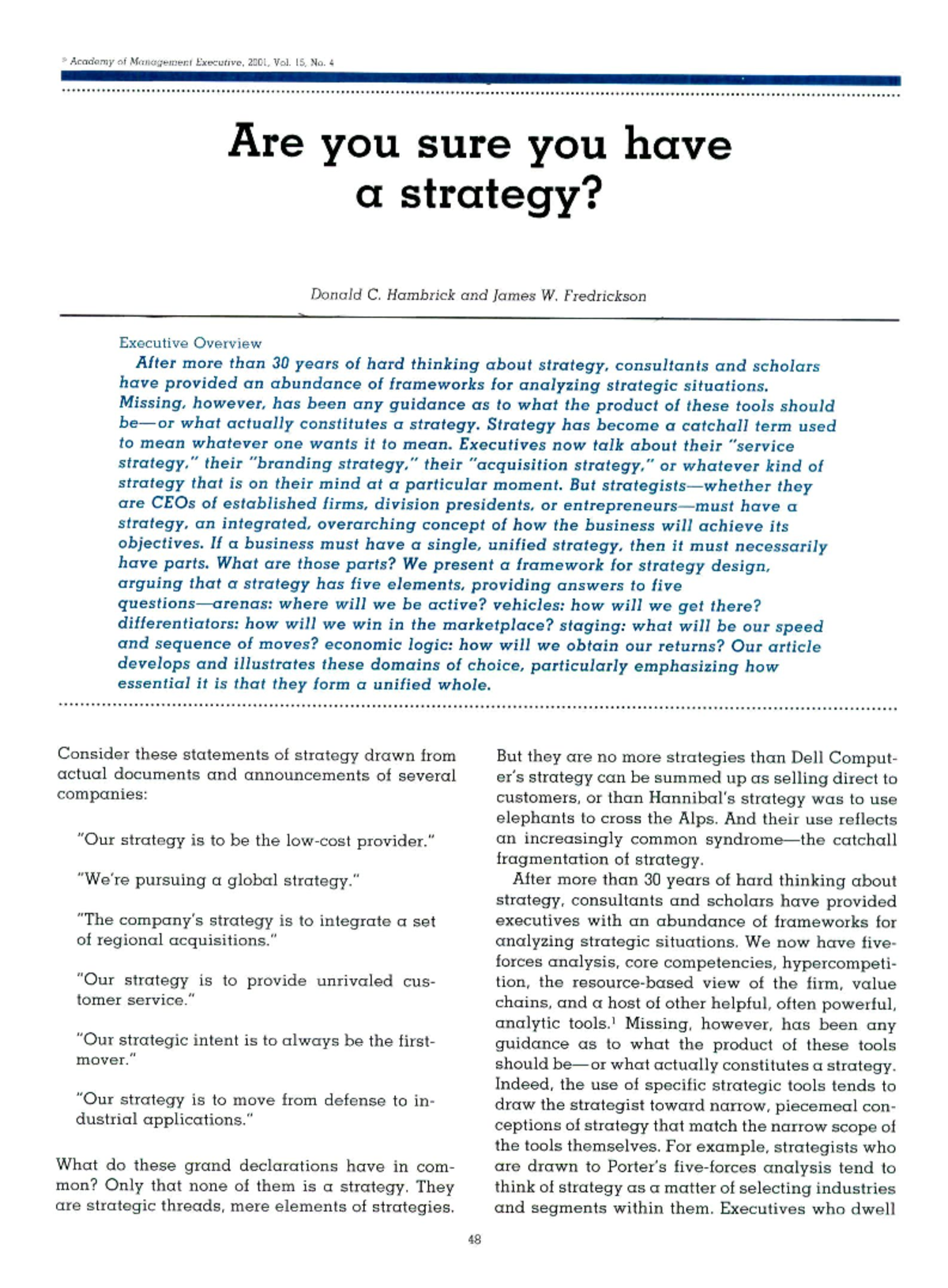 Article 3a Are you sure you have strategy important - Academy ol ...