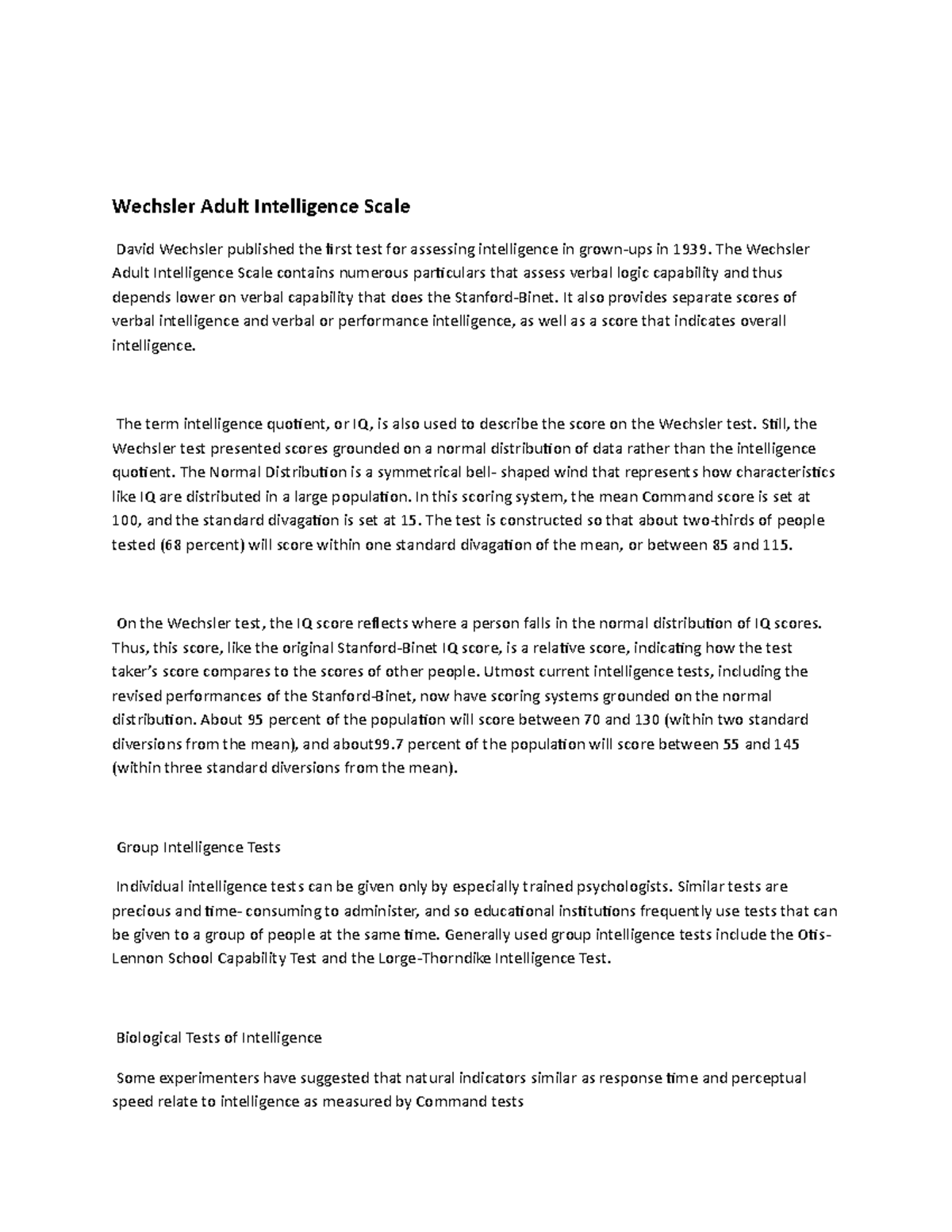 Wechsler Adult Intelligence Scale - The Wechsler Adult Intelligence ...