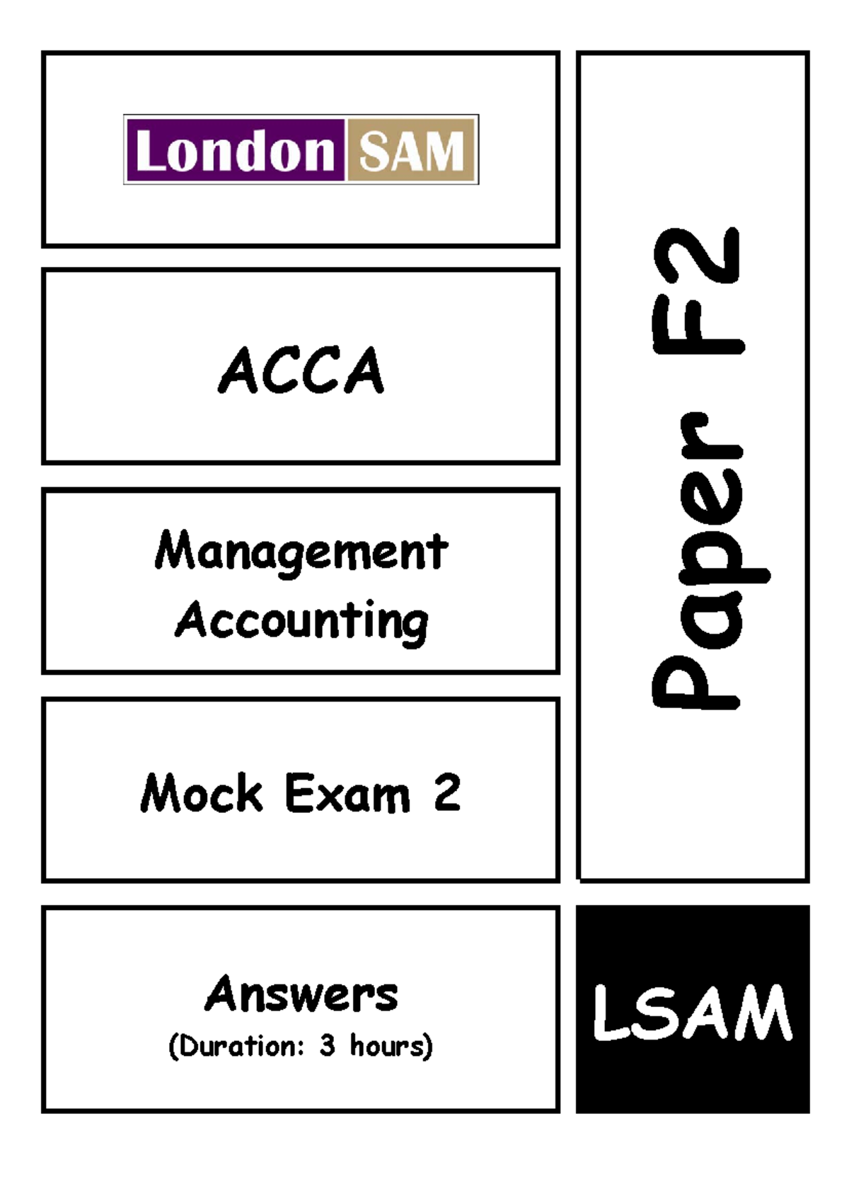 F2 MOCK 4 ans - xsxsc - Paper F ACCA Management Accounting Mock Exam 2 ...