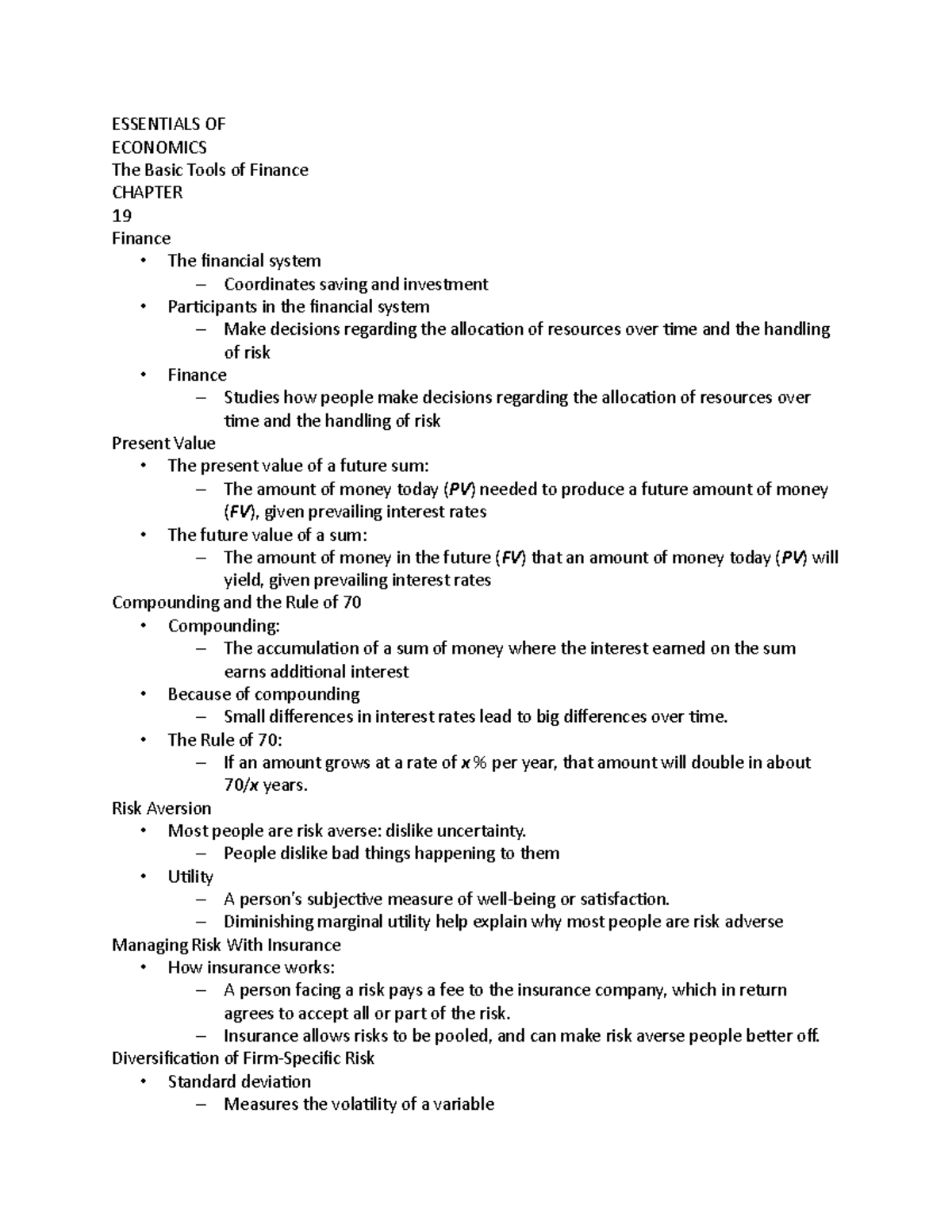 Essentials OF 19 - notes - ESSENTIALS OF ECONOMICS The Basic Tools of ...