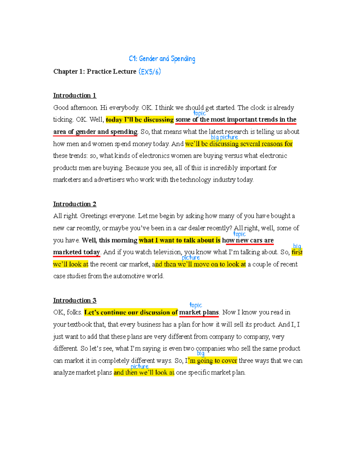 Listen & Note - Chapter 1: Practice Lecture Introduction 1 Good ...