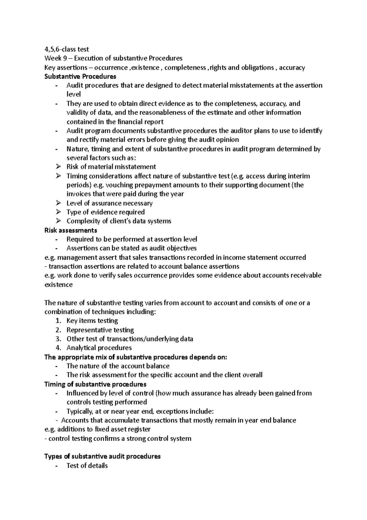 Week 9 - Lecture notes 1-23 - 4,5,6-class test Week 9 – Execution of ...