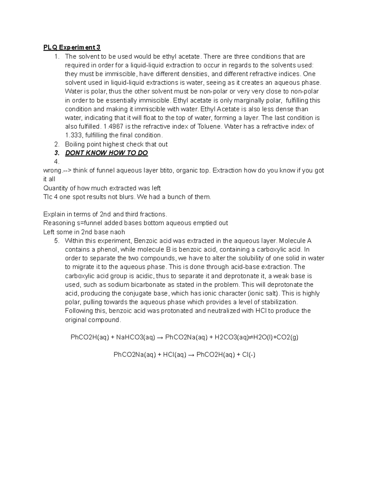 PLQ Experiment 3 - Summary of lab 3 concepts! - PLQ Experiment 3 1. The ...