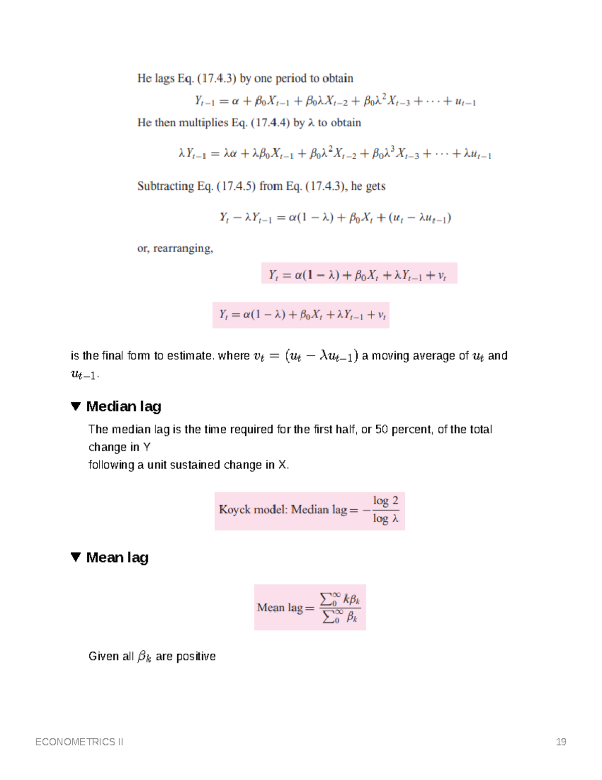Econometrics II-part-5 - is the final form to estimate. where a moving ...