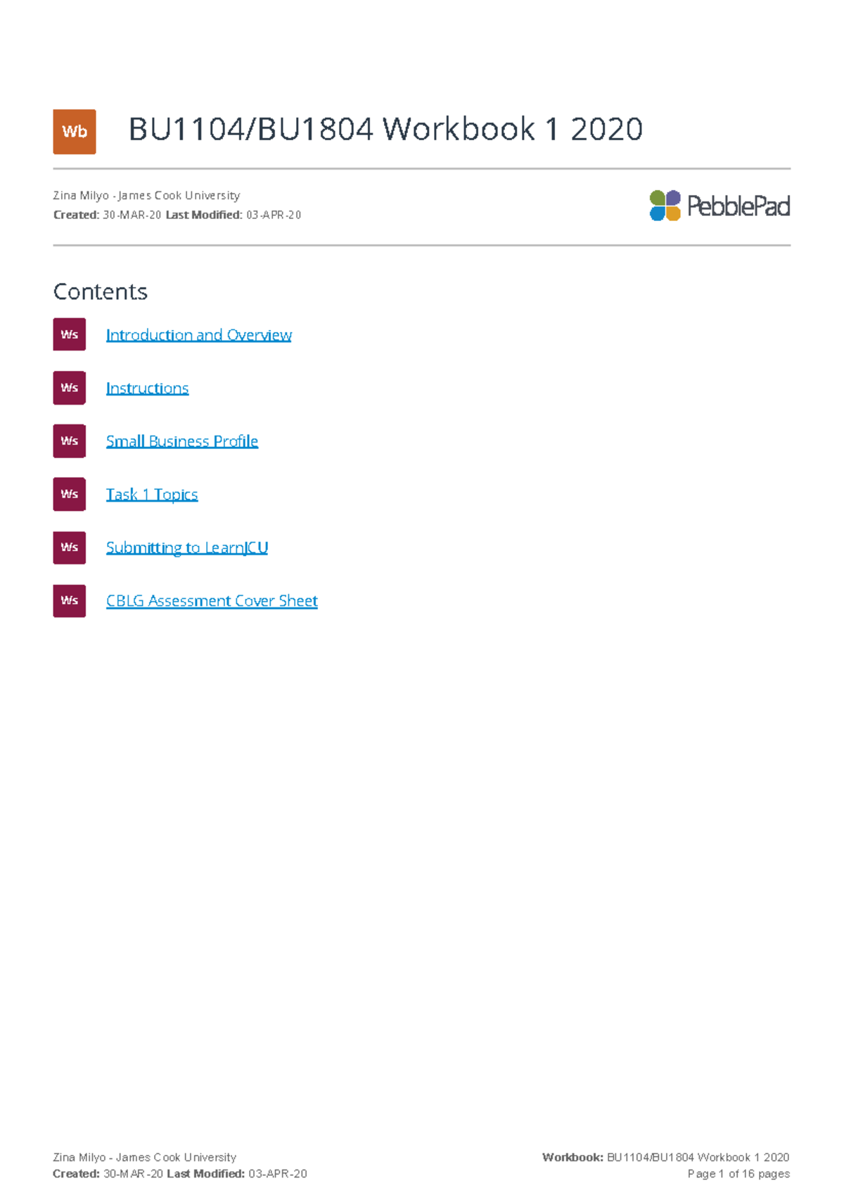 Business Workbook Task 1 - Warning: TT: undefined function: 32 BU1104/BU1804 Workbook 1 - Studocu
