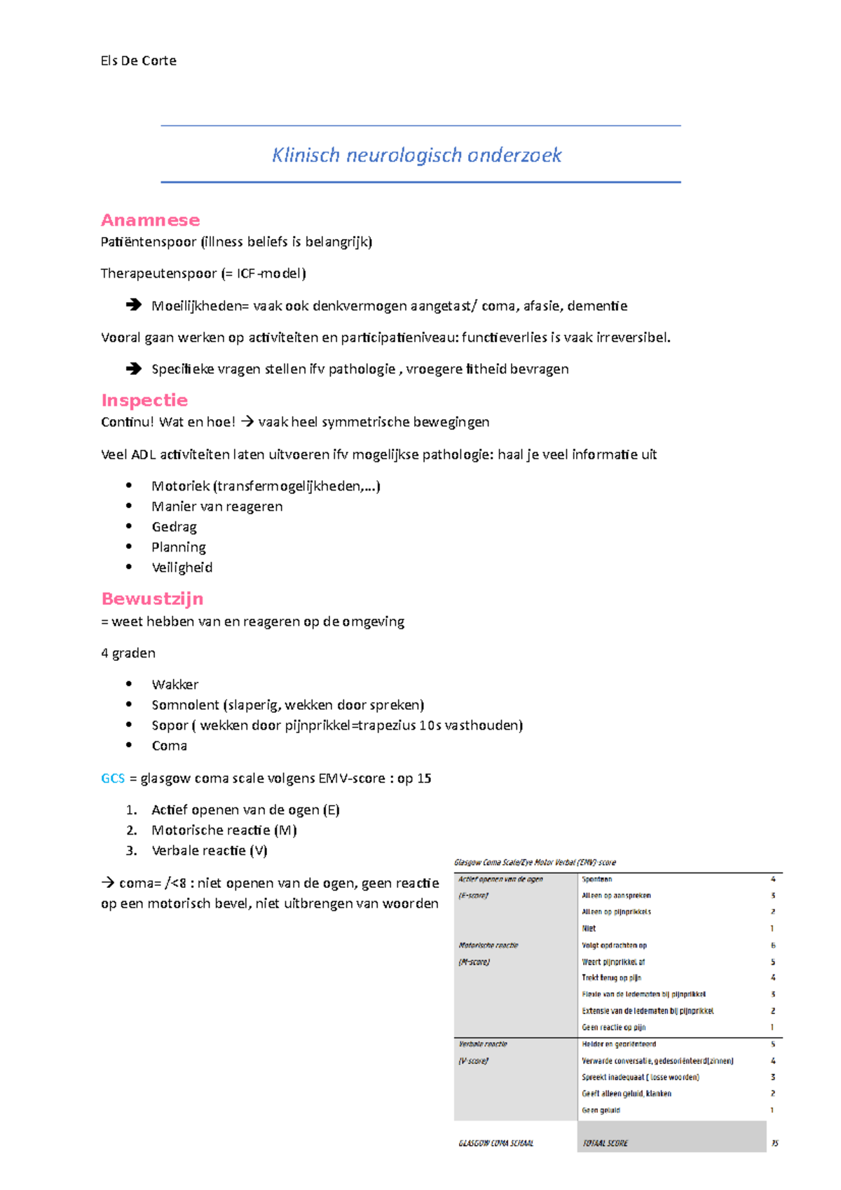 KNO samenvatting - klinisch neurologisch onderzoek - Klinisch ...