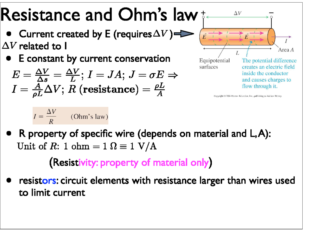 Resistance and ohms laws - Electrical and electronics engineering - Studocu