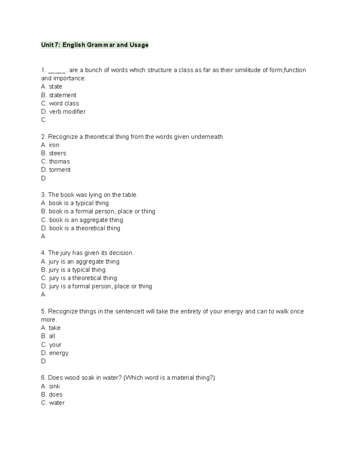 Unit 7 English Grammar And Usage Unit 7 English Grammar And Usage