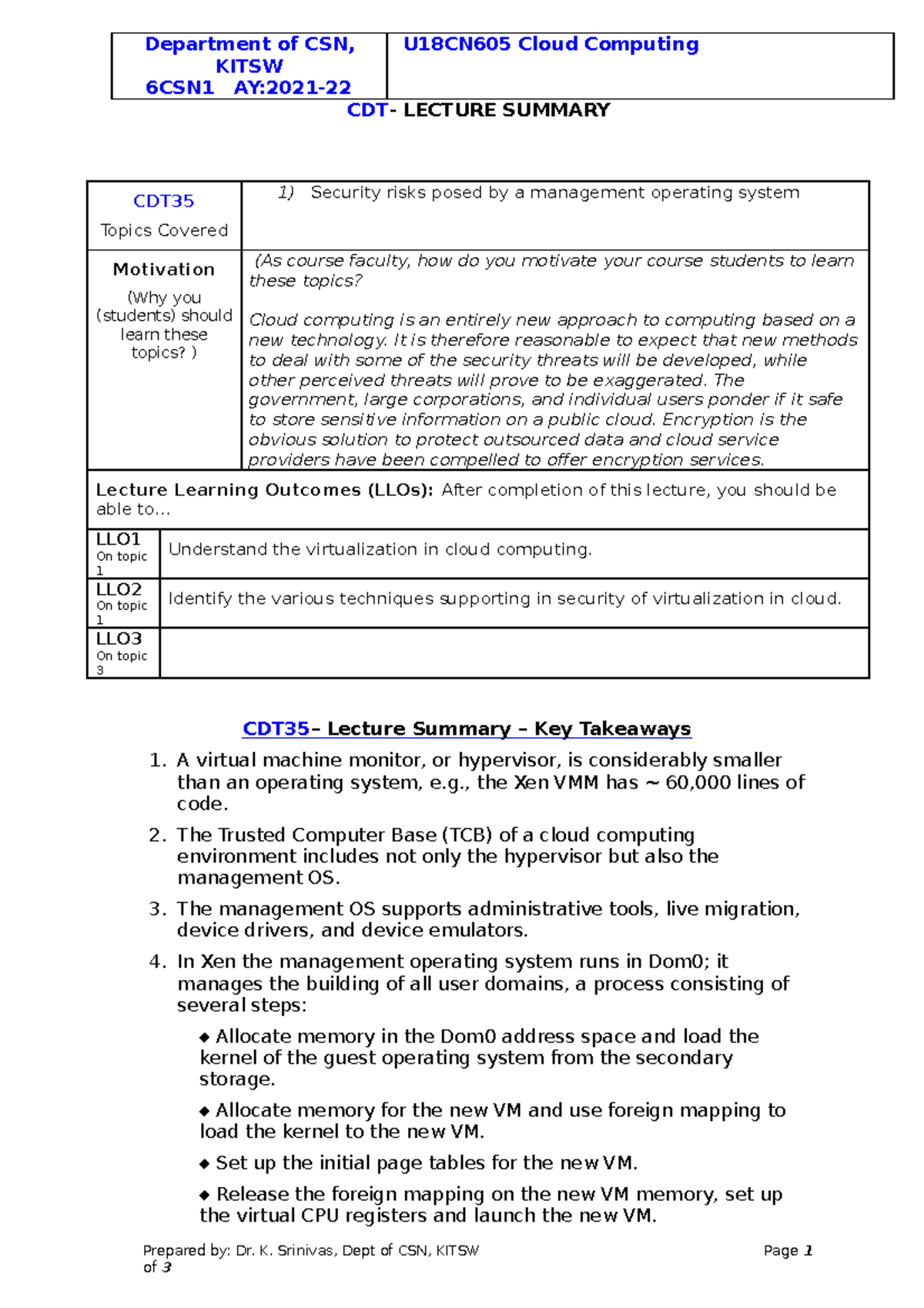 Security risks posed by a management operating - It is therefore ...