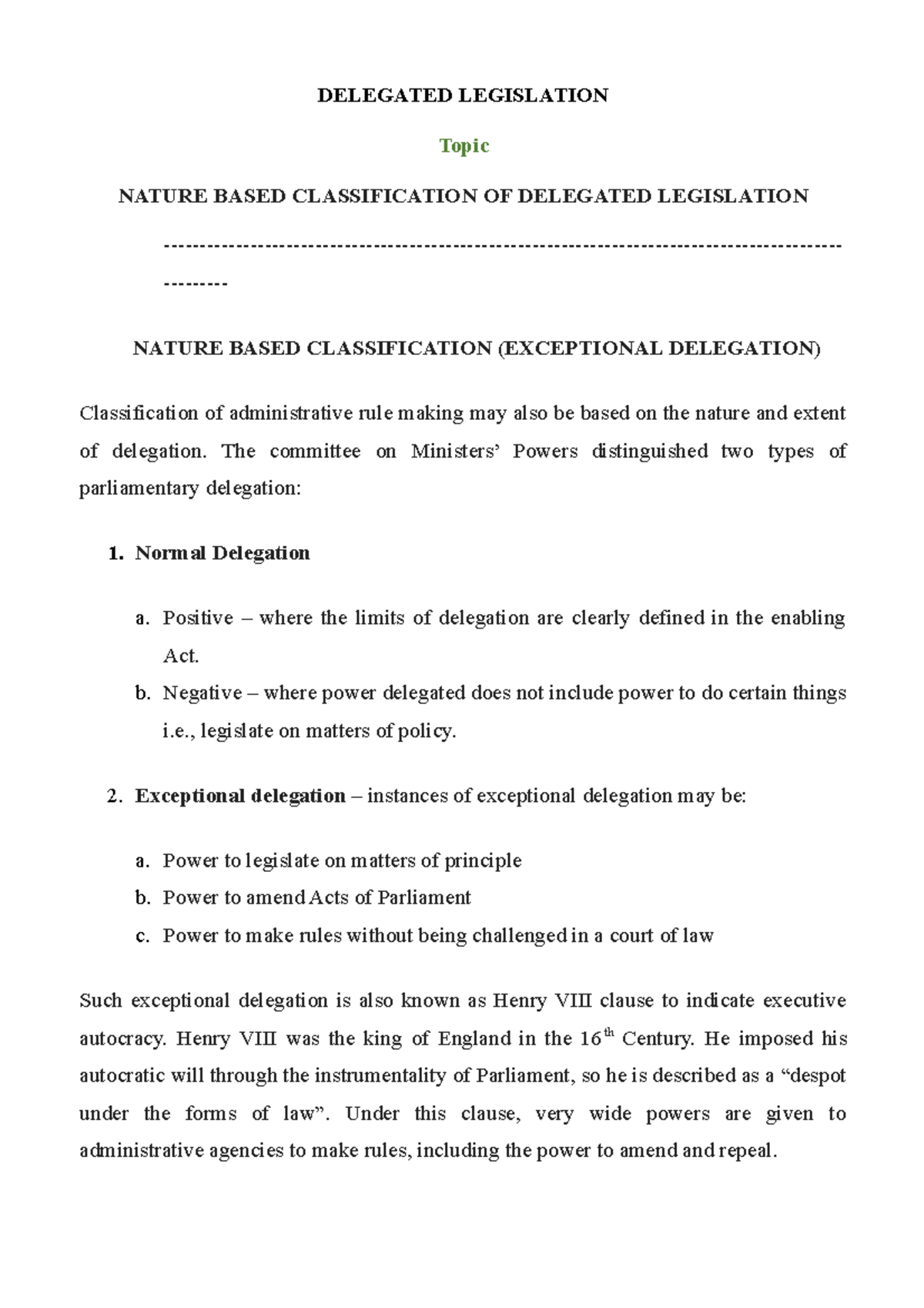 Delegated-legislation 713007 1624043209 - DELEGATED LEGISLATION Topic ...