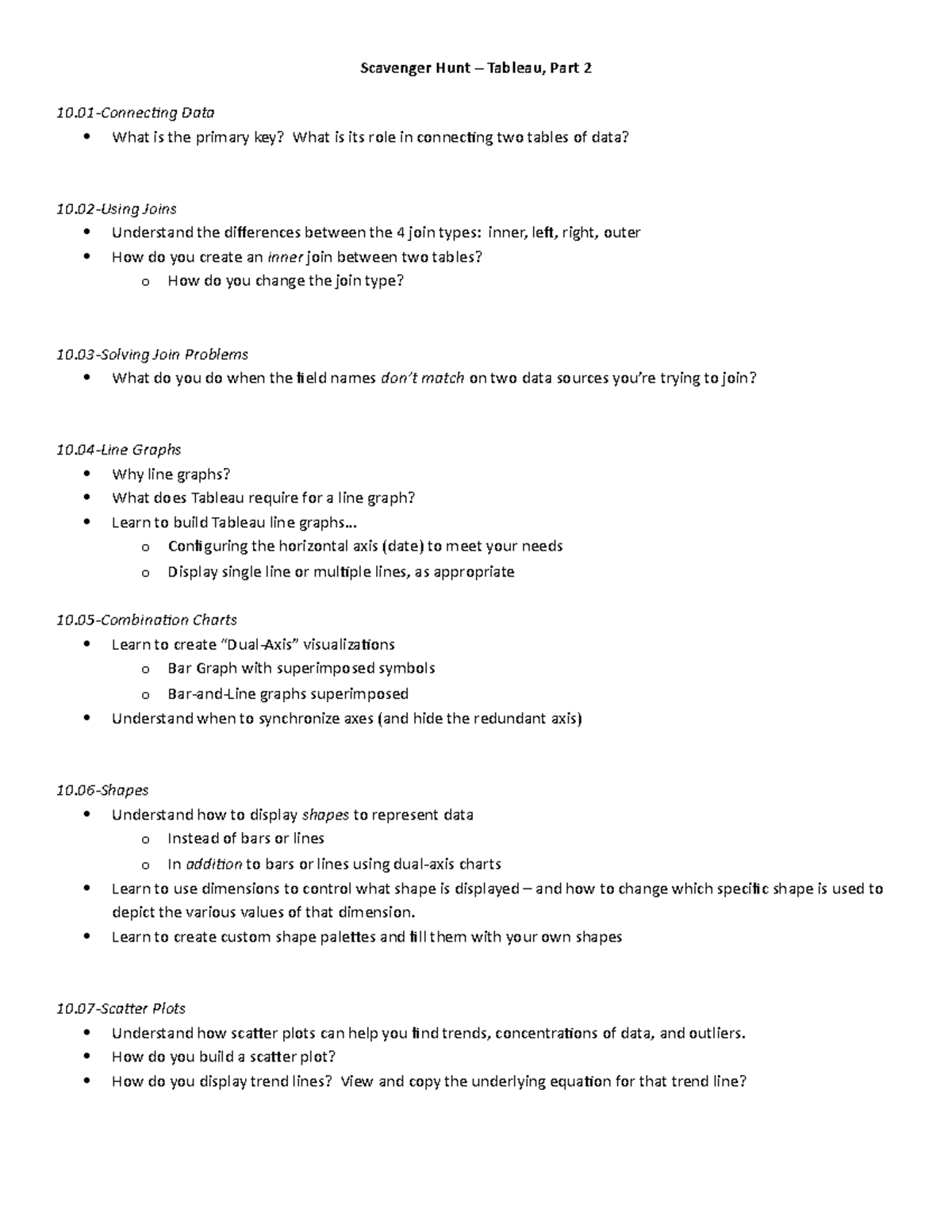 Scavenger Hunt 10-Tableau part 2 - Scavenger Hunt – Tableau, Part 2 10 ...