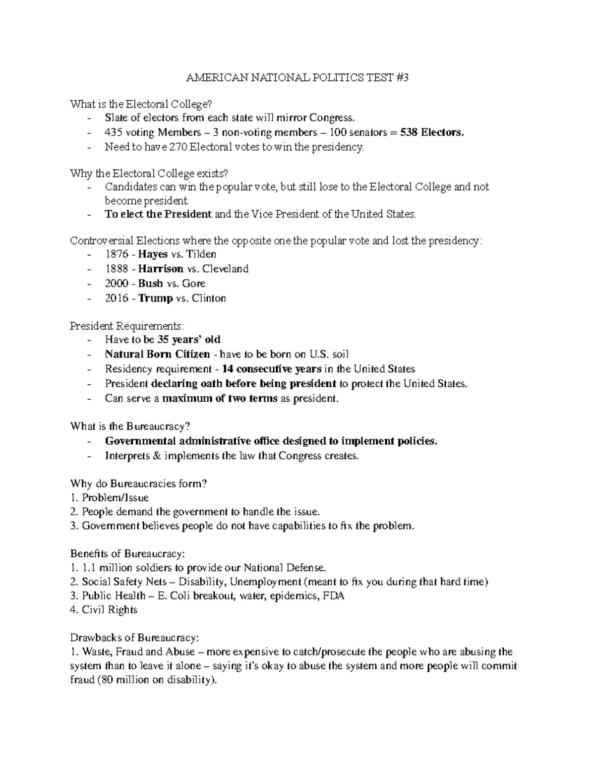 Politics Test 3 - Lecture notes For Exam 3 - AMERICAN NATIONAL POLITICS ...