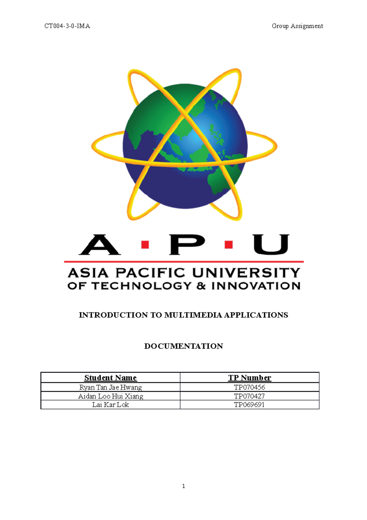 IMA Documentation - INTRODUCTION TO MULTIMEDIA APPLICATIONS ...