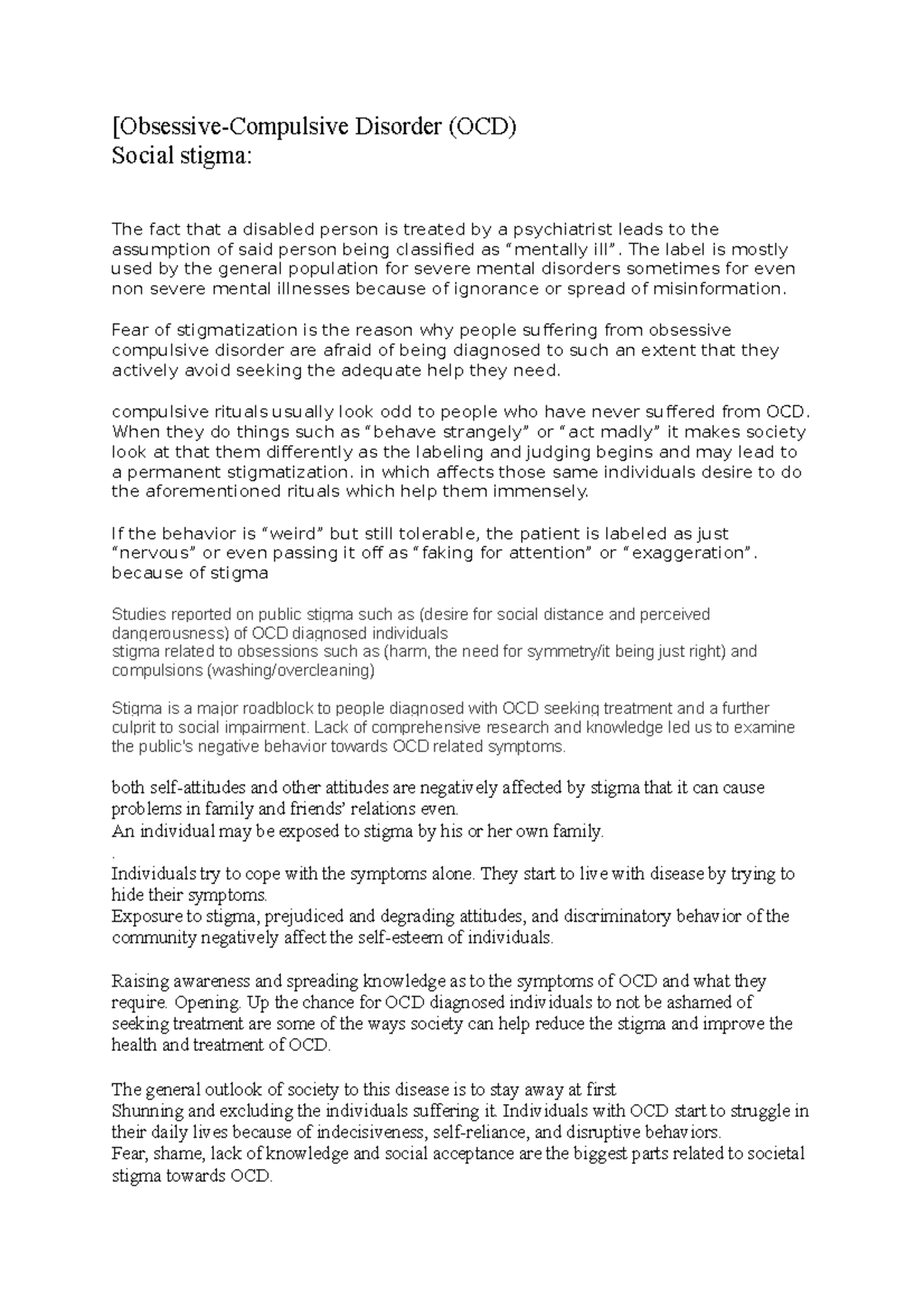 OCD Stigma V2 - OCD report - [Obsessive-Compulsive Disorder (OCD ...