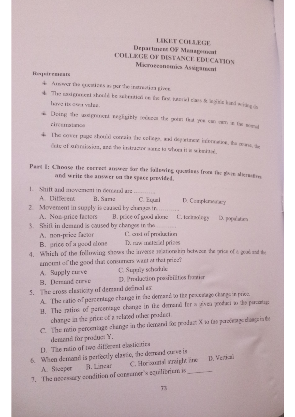 Microeconomics Question - Accounting and finance - AAU - Studocu