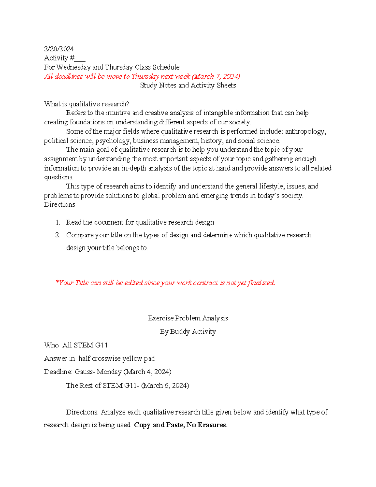 034 Research 1 Activity and Title 228 - 2/28/ Activity #___ For ...