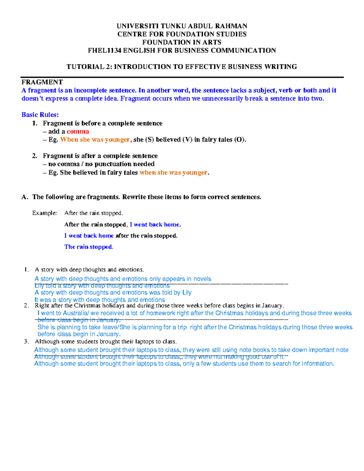 Tutorial 2 - UNIVERSITI TUNKU ABDUL RAHMAN CENTRE FOR FOUNDATION ...