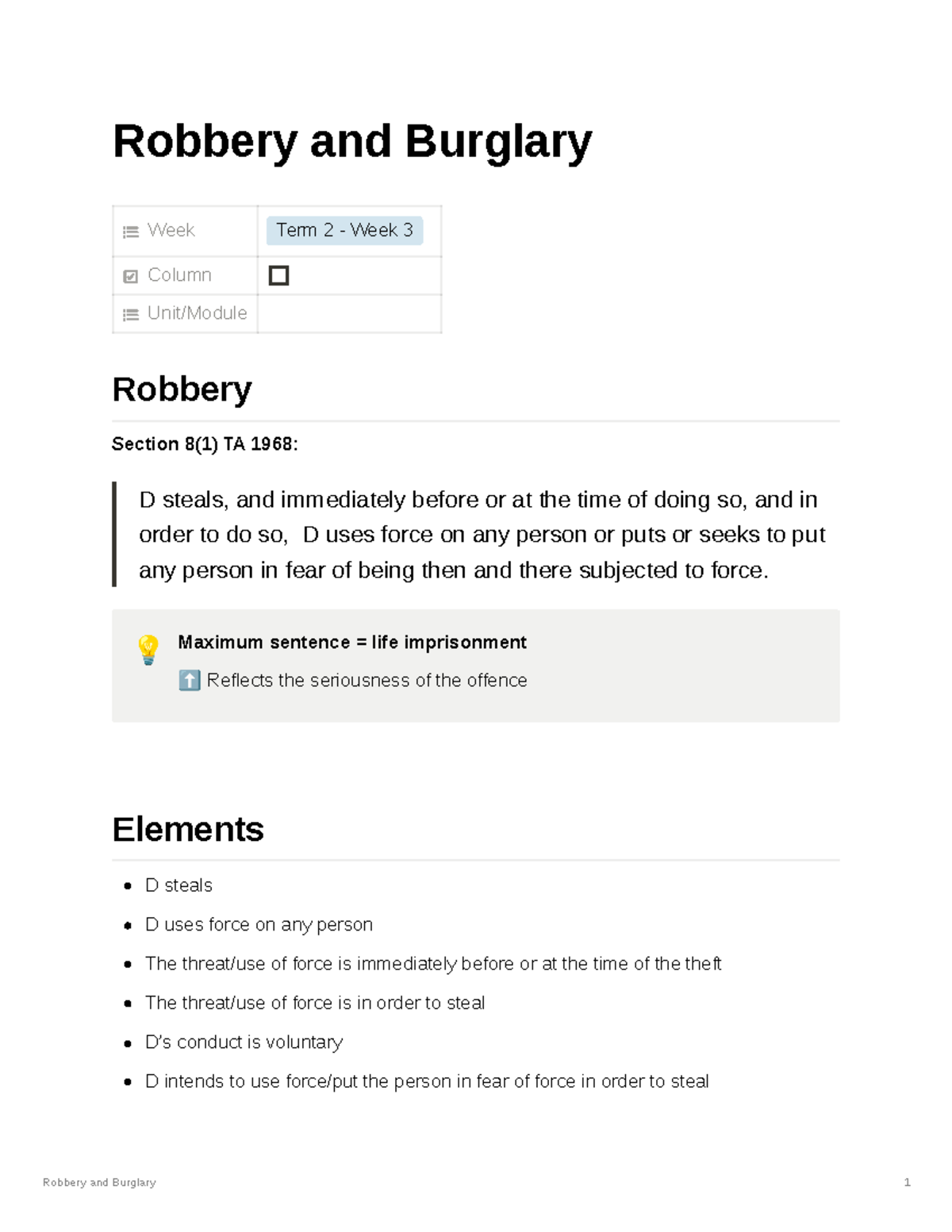 Robbery and Burglary - Robbery and Burglary Week Term 2 - Week 3 Column ...