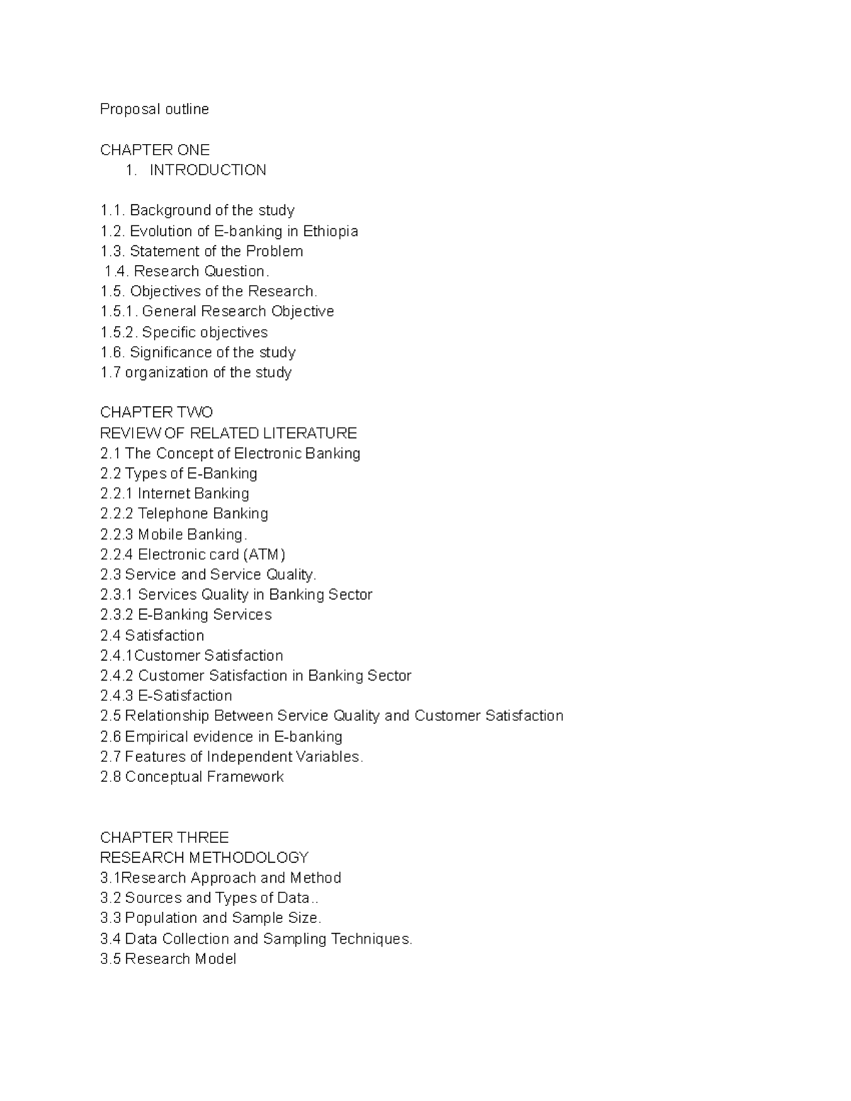 Proposal outline - ghgvhhgvv - Proposal outline CHAPTER ONE 1 ...