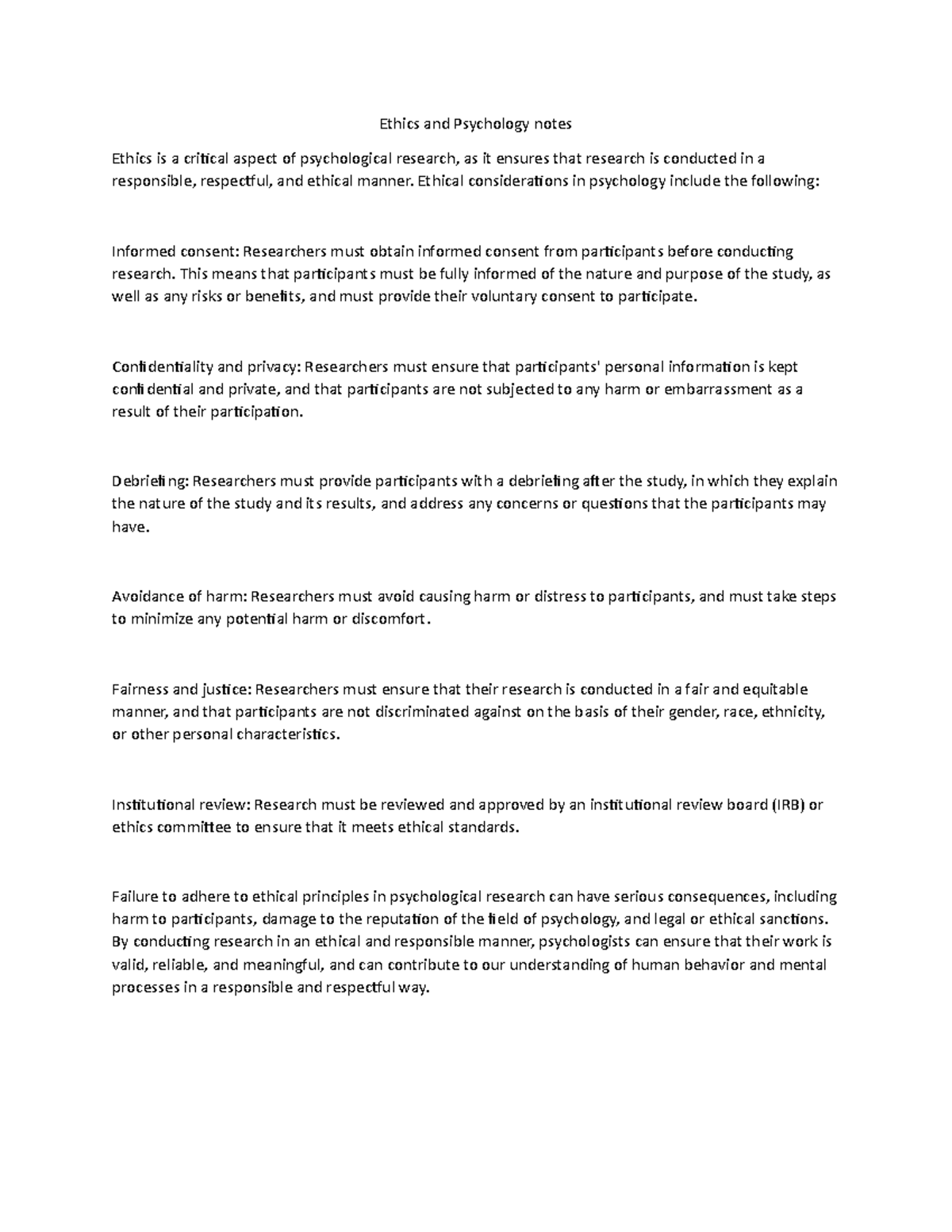 Ethics and Psychology notes - Ethics and Psychology notes Ethics is a ...