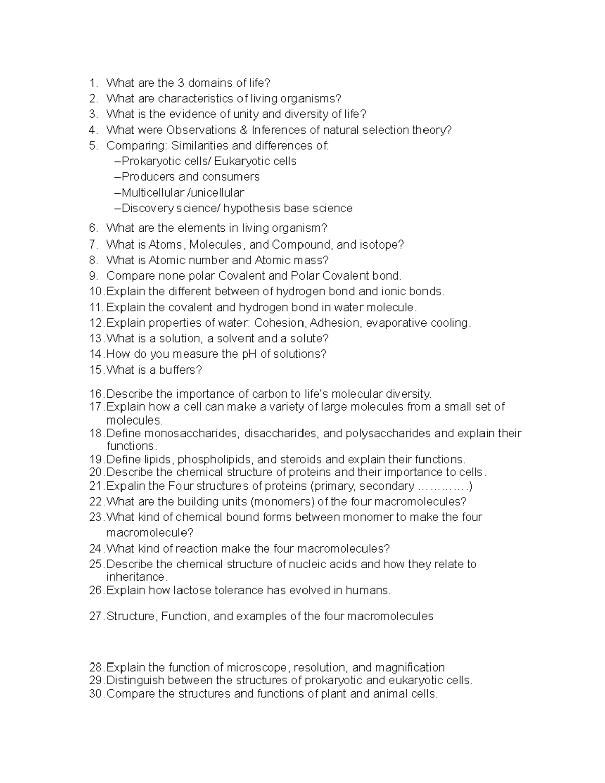 BIO study guide - enjoy - What are the 3 domains of life? What are ...