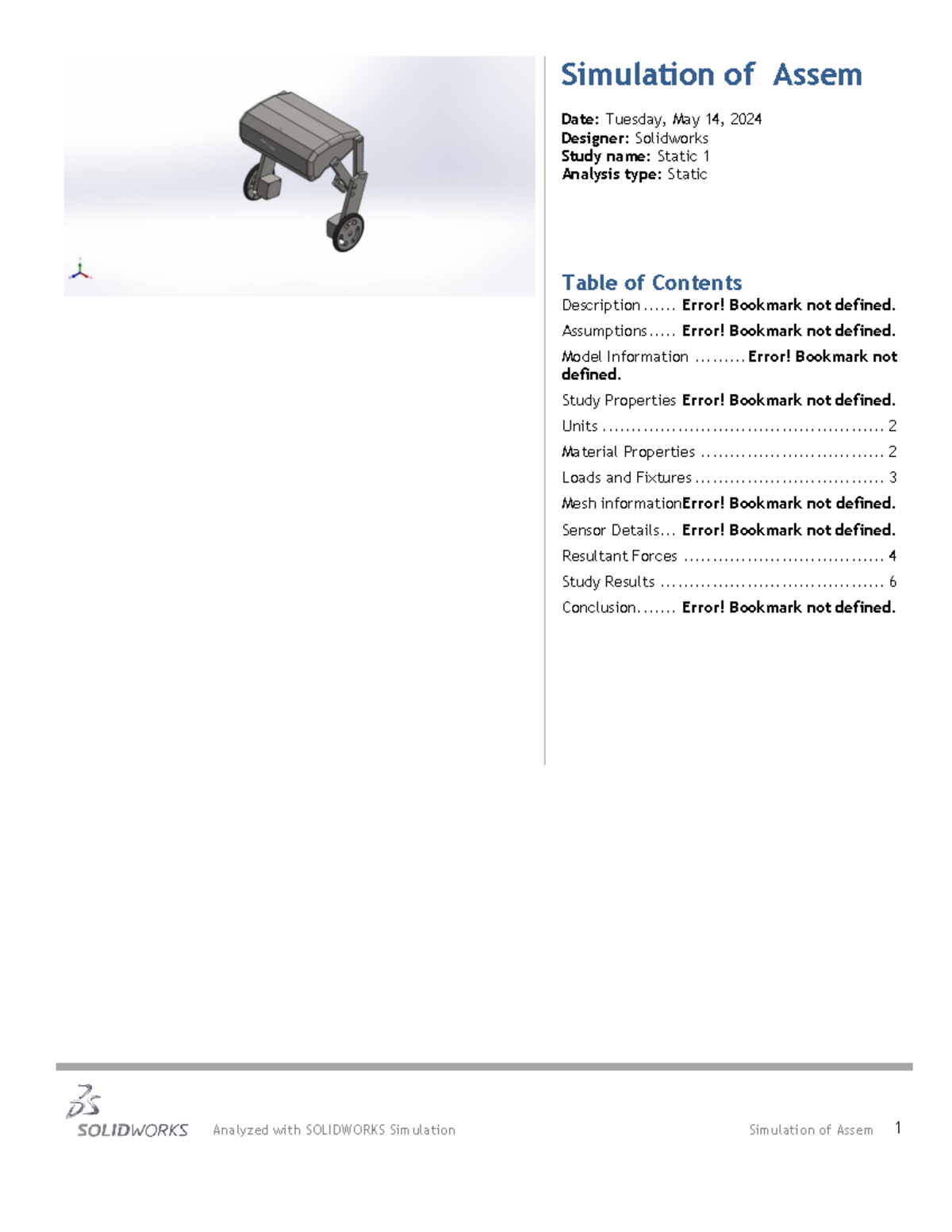 Assem-Static analysis of assembly - Simulation of Assem Date: Tuesday ...