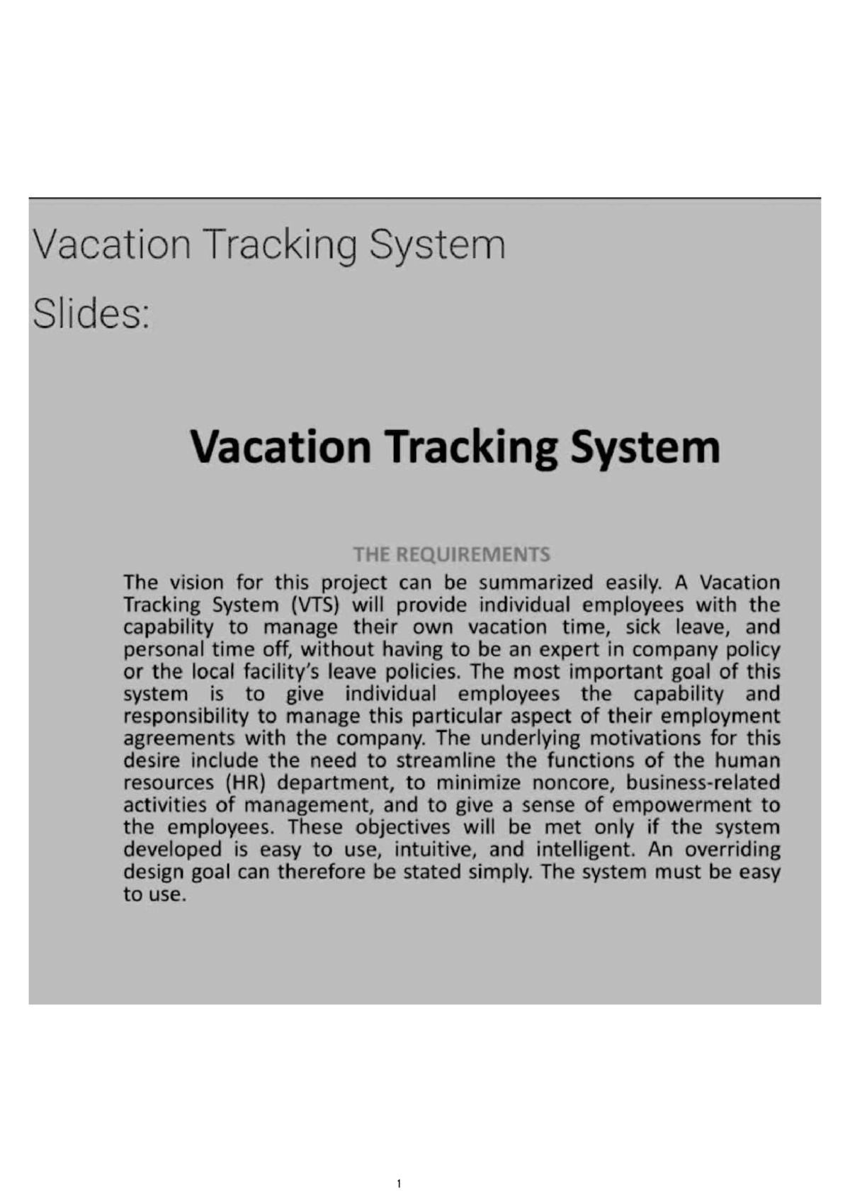 Vacation tracking system project - Vacation Tracking System Slides ...
