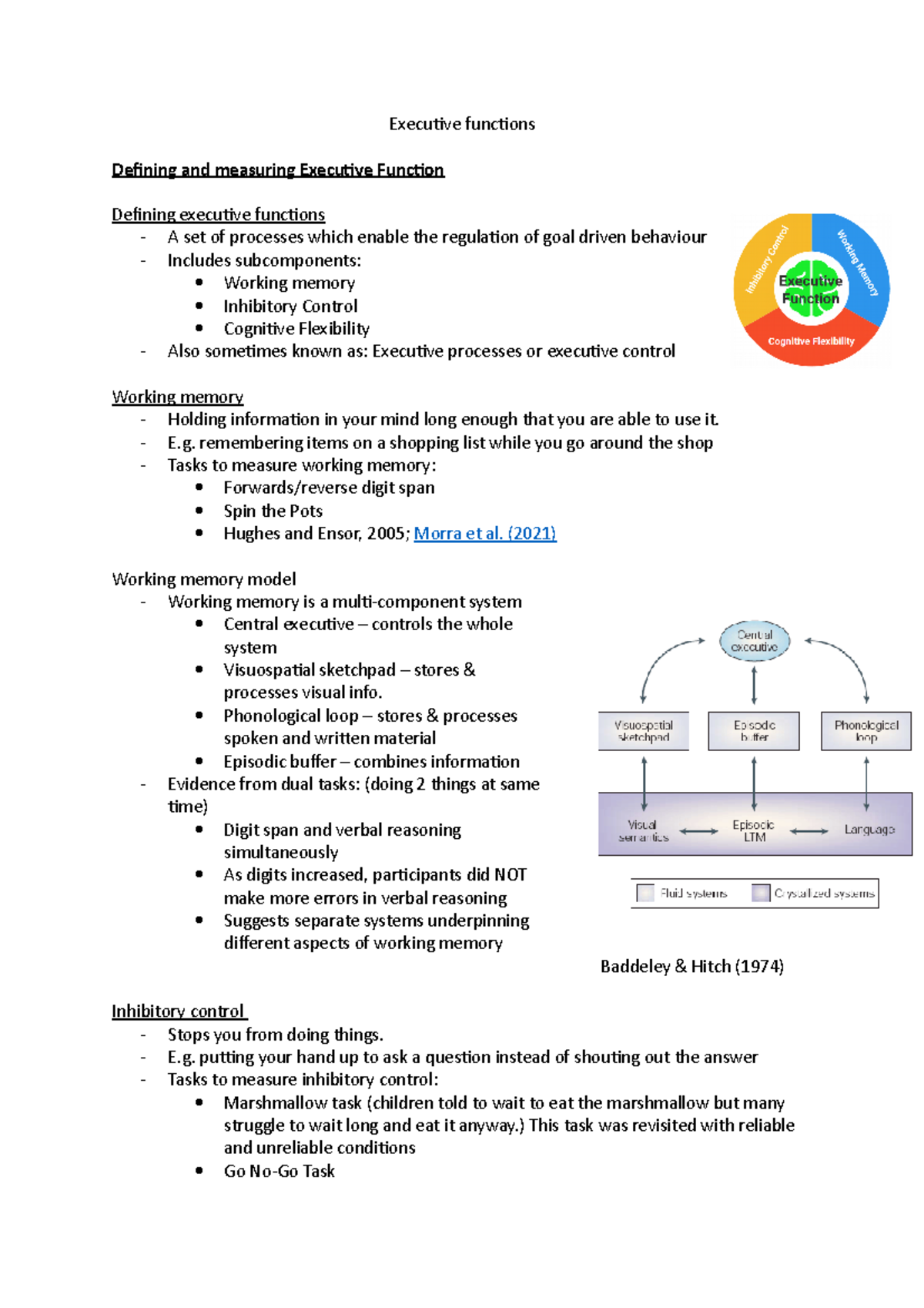 Executive Function - Looking at: working memory, inhibitory control ...