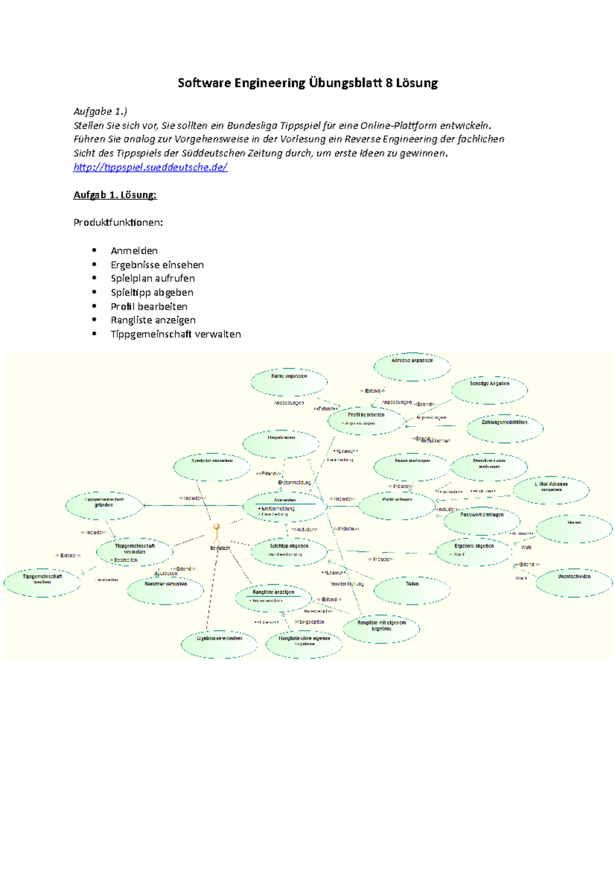 SE1 Uebungsblatt 8 P1 WI D - Software Engineering Übungsblatt 8 Lösung Aufgabe 1.) Stellen Sie ...