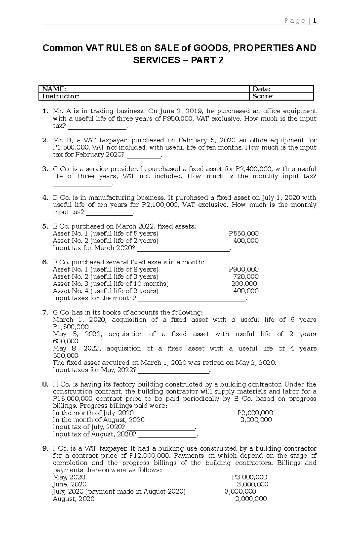 Common VAT Rules on sale of goods, properties and services - 2 - P a g ...